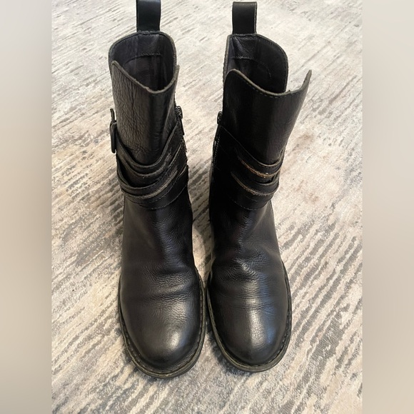 Born | Shoes | Born Leandra Black Leather Short Boots Moto Buckle Style ...